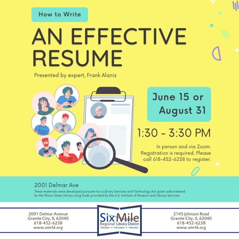How to Write an Effective Resume Six Mile Regional Library District